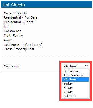 Hotsheet widget time frame – Matrix