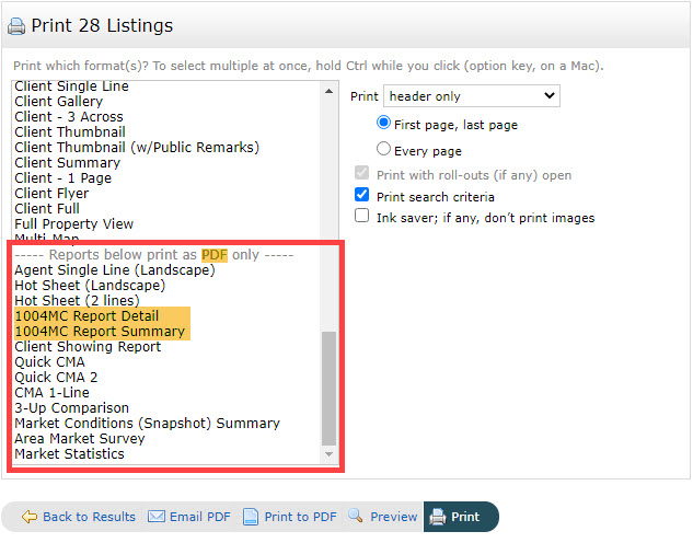 1004MC Market Conditions Report – Matrix